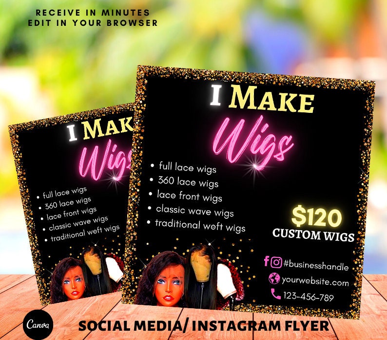 Diy Wig Flyer Template Wig Maker Custom Wigs Wig Sale Hair - Etsy