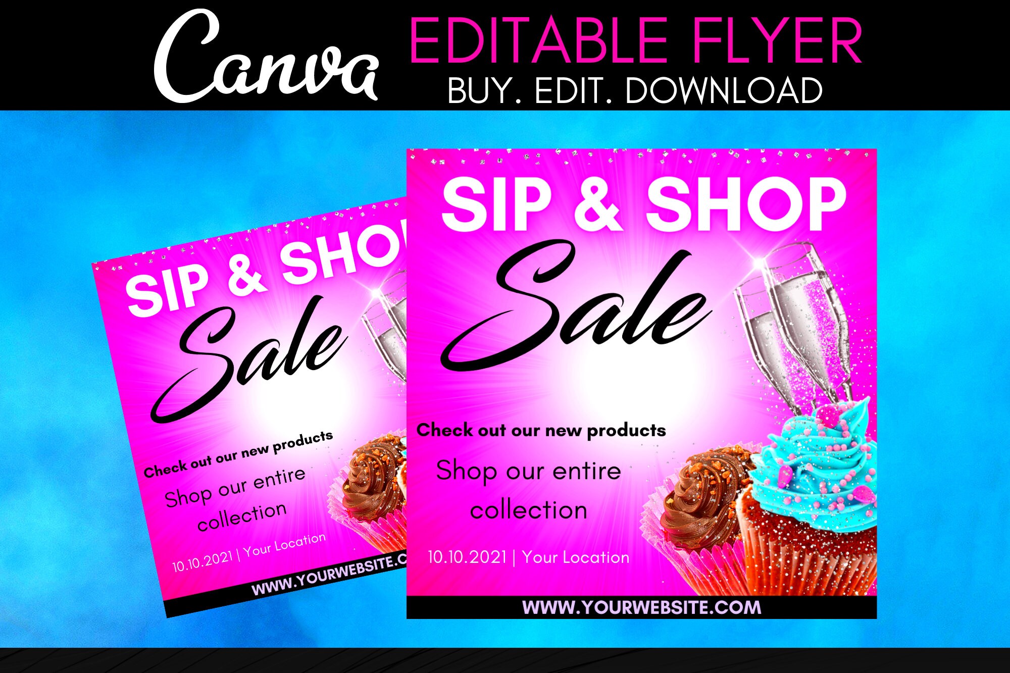 Sip and Shop Sale Flyer Diy Pop up Shop Flyer Vendor Flyer - Etsy