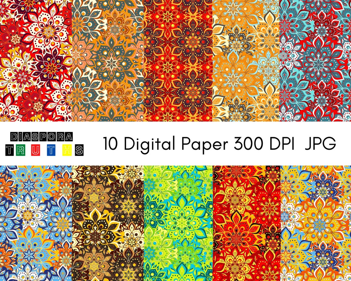 Mandala Digital Paper Pack, Digital Backgrounds, Scrapbook Paper ...