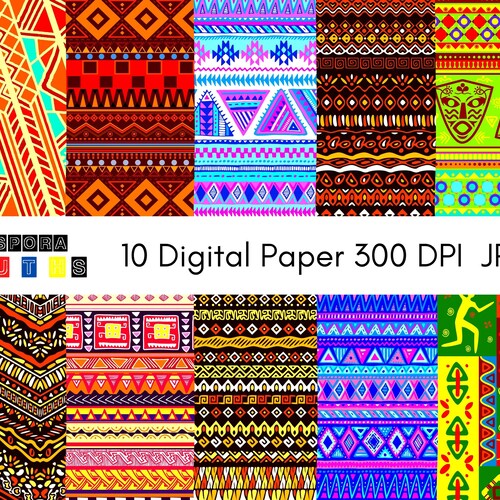 Africa Bright Colors African Kente Patterns Digital Paper - Etsy