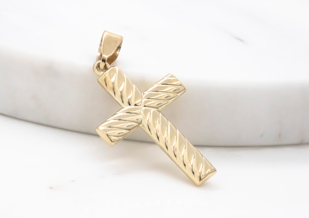 14 Karat Yellow Gold Cross - Etsy