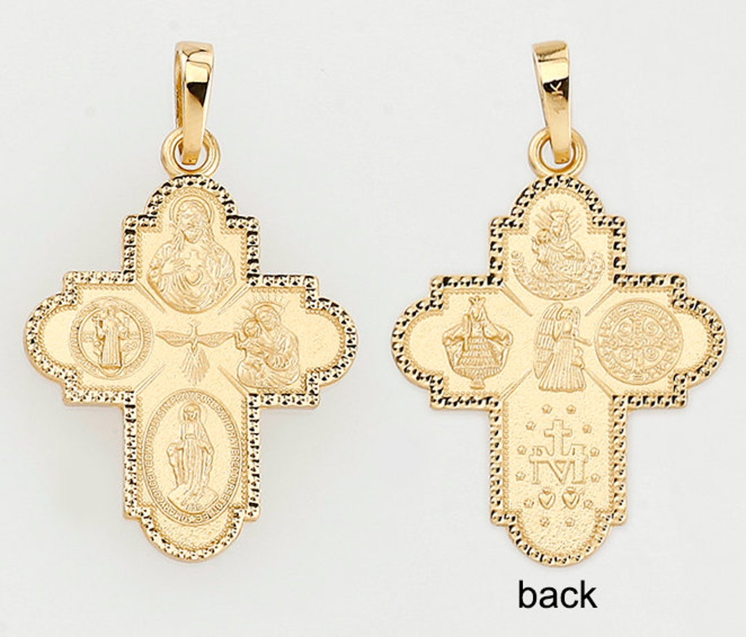14 Karat Yellow Gold Four-way Saints Medallion - Etsy