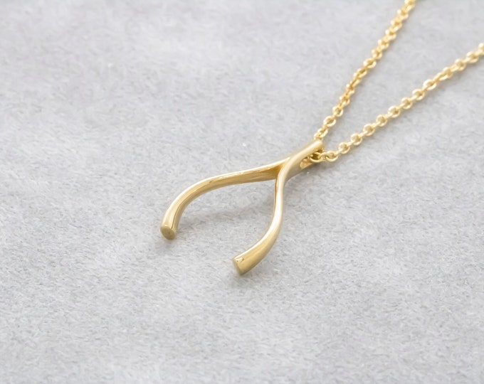 Vintage 14k Yellow Gold Pearl Large Wishbone Charm - Real Genuine Gold ...
