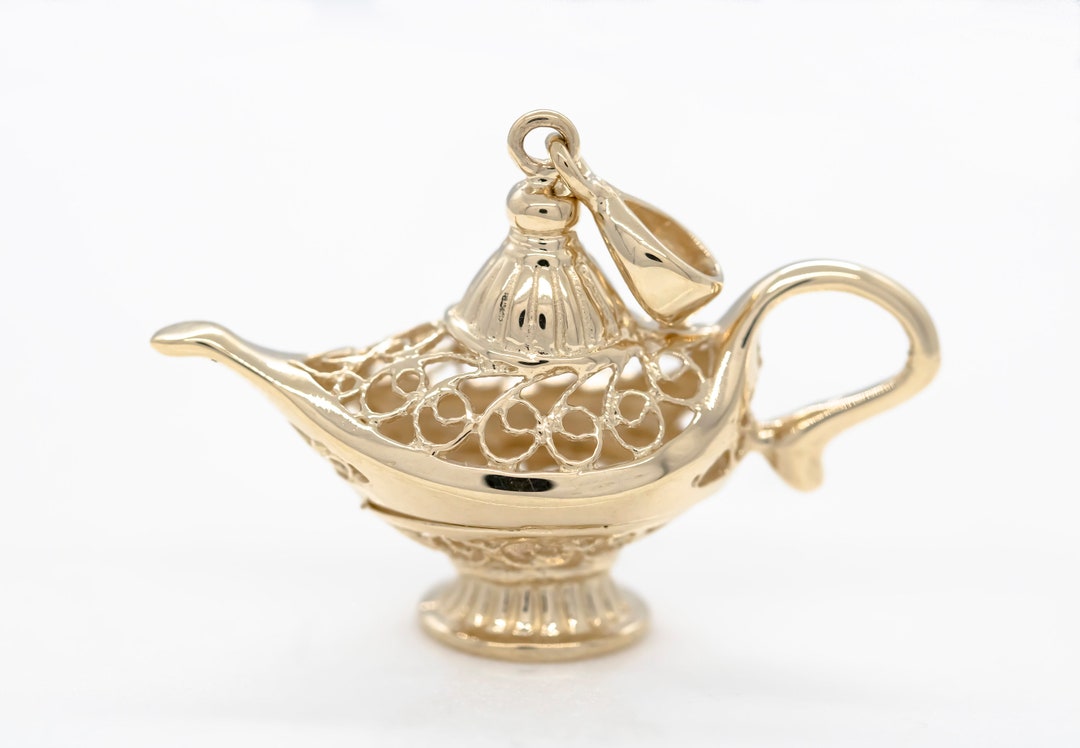 14 Karat Yellow 3D Genie Lamp Pendant - Etsy
