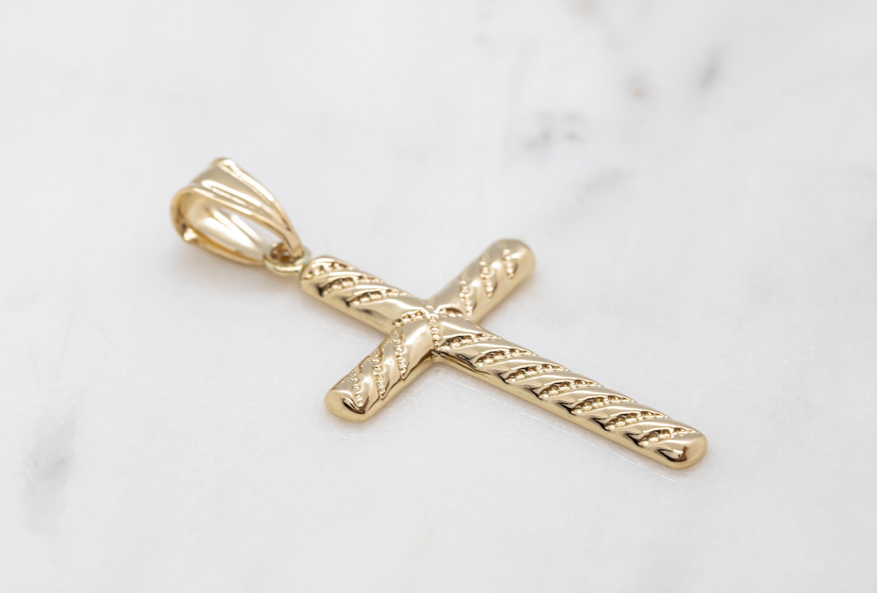14 Karat Yellow Gold Small Size Textured Cross Pendant - Etsy