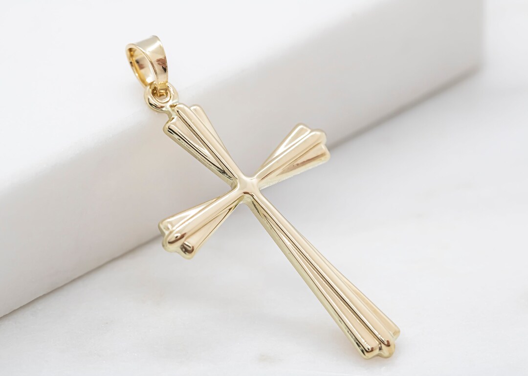 14 Karat Yellow Gold Small Size Cross Pendant - Etsy