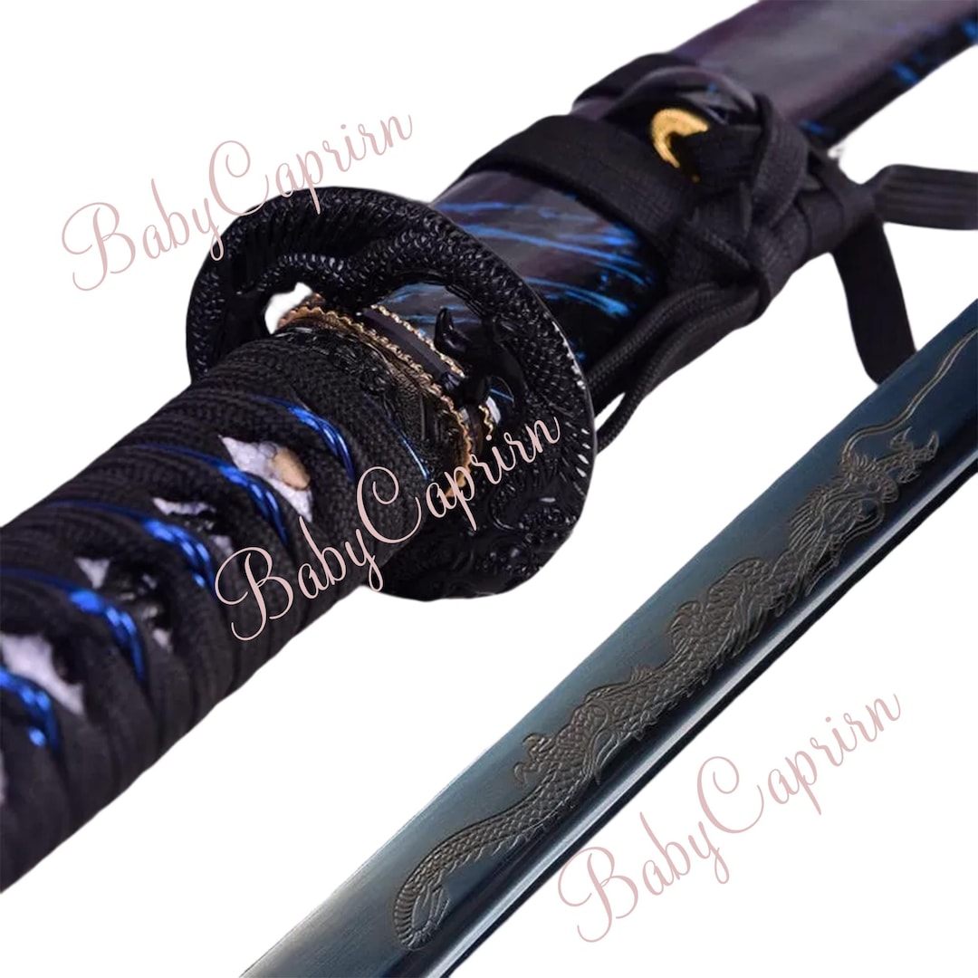 Handmade Japanese Dragon Katana Sword Hand Forging Full Tang 1060 Carbo ...