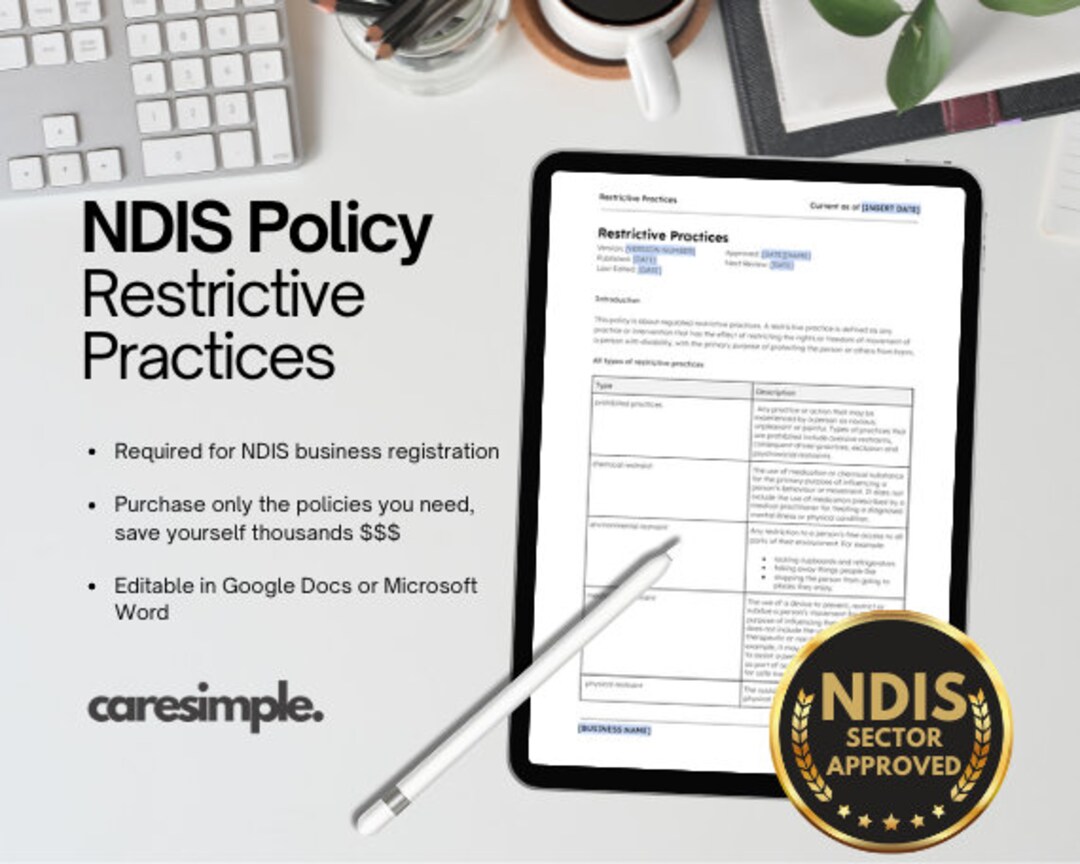 NDIS Policy Restrictive Practices Editable Disability NDIS Independent Therapy Audit ...