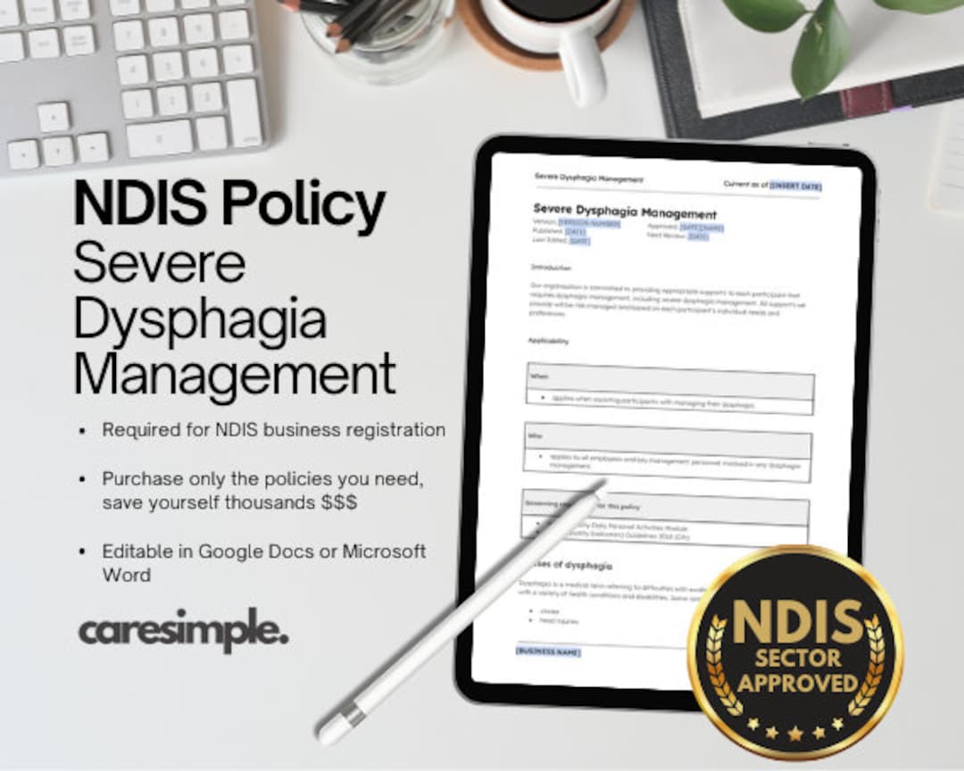 NDIS Policy Severe Dysphagia Management Editable Disability NDIS ...