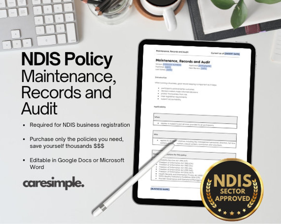 NDIS Policy - Maintenance, Records and Audit - Editable - Disability ...