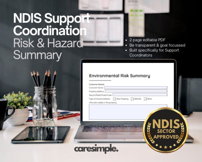 NDIS Support Coordination - Risk Hazard Assessment - Editable PDF ...