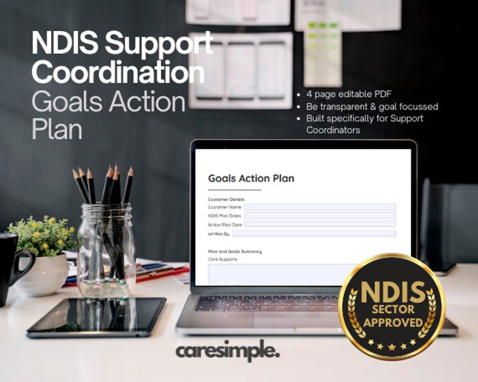 NDIS Support Coordination - Goals Action Plan - Editable PDF ...