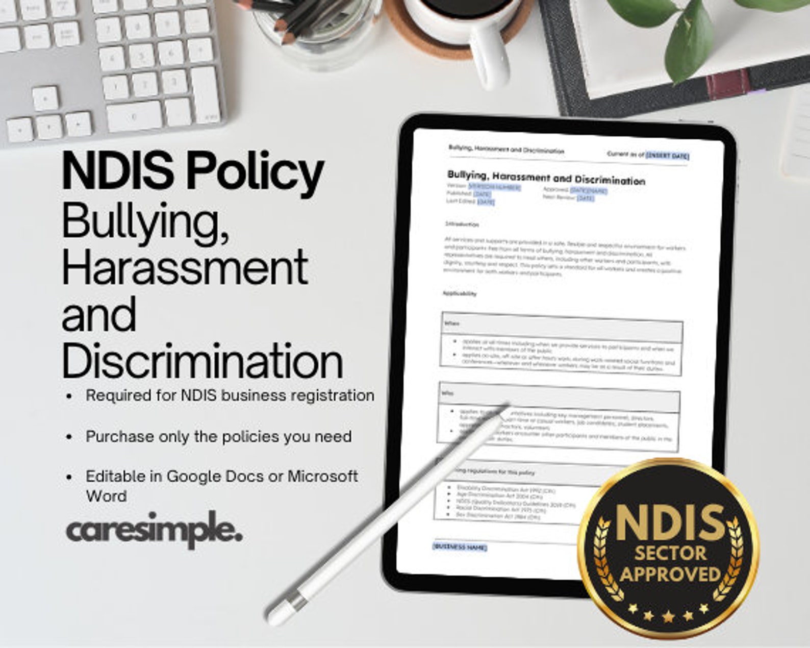 NDIS Policy - Bullying, Harassment and Discrimination - Editable ...