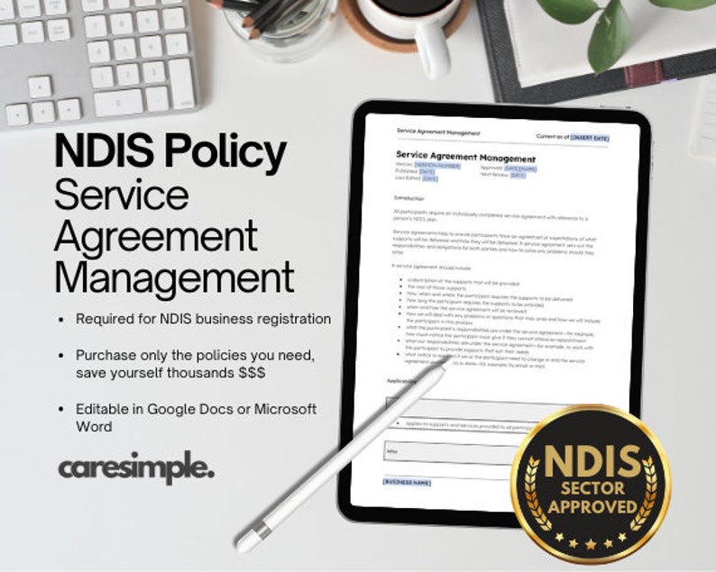 NDIS Policy - Service Agreement Management - Editable - Disability ...