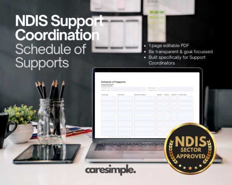 NDIS Support Coordination - Schedule of Supports - Editable PDF ...