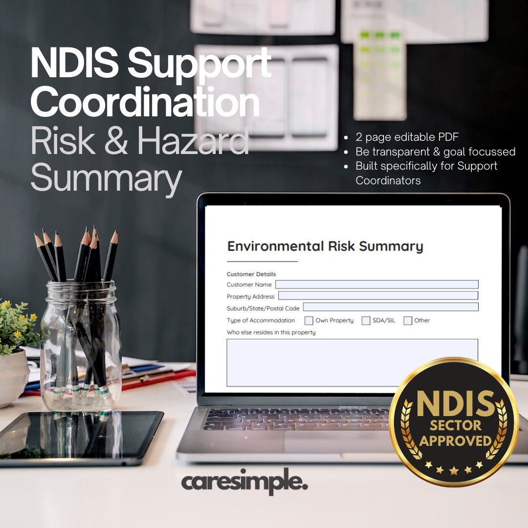 NDIS Support Coordination - Risk Hazard Assessment - Editable PDF ...