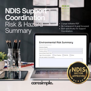 NDIS Support Coordination - Risk Hazard Assessment - Editable PDF ...