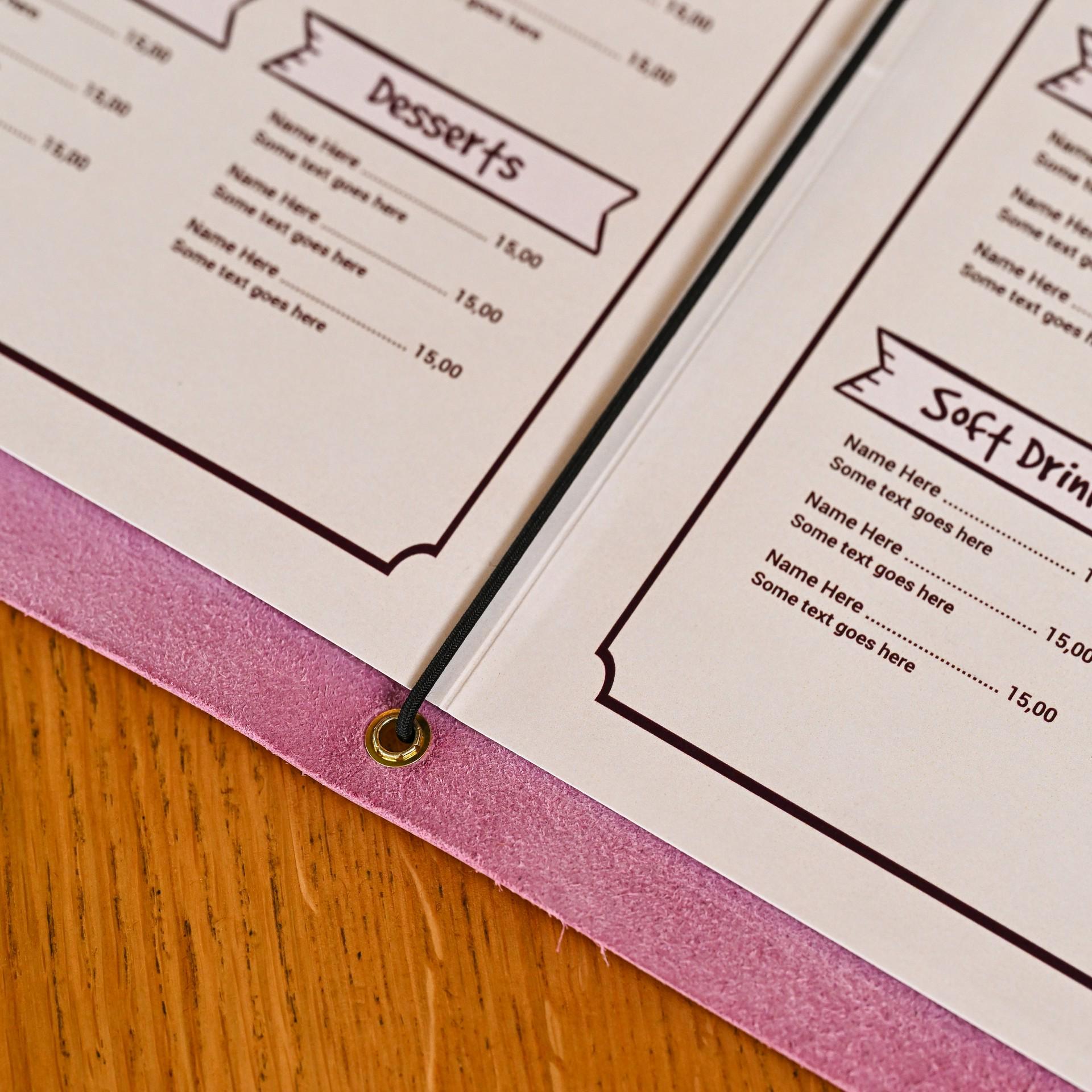 Leather Drink Menu Cover With Rubber Elastic Band – Custom Restaurant ...