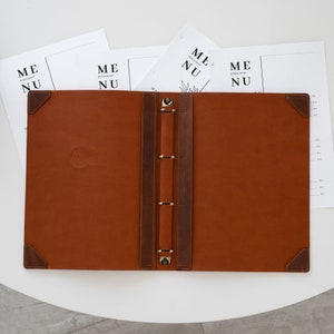 Hard Cover Menu Holder With Binder, Leather Menu Cover A4, Menu Holder ...