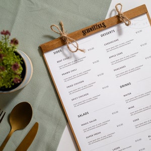 Engraved Menu Holder, Plywood Menu Board, Personalized Menu Cards ...