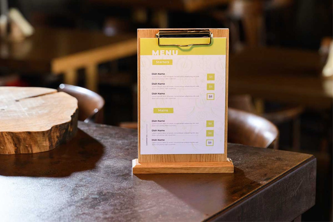 Table Stand Menu Holder With Binder for A5/A4 Sheets Wooden - Etsy