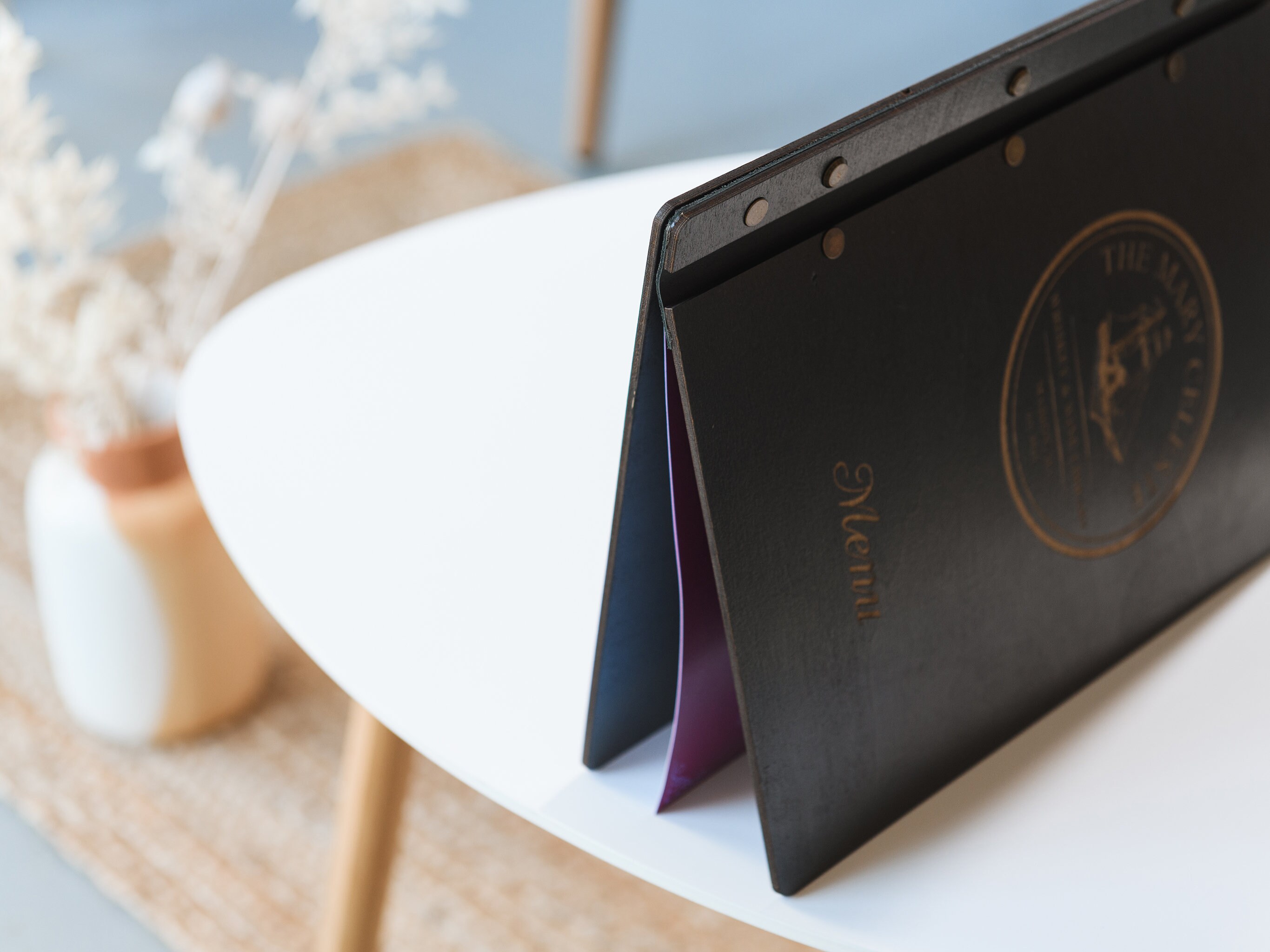 Wooden Menu Folder Fastened on Leather Strap Engraved Menu - Etsy Australia