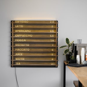 Illuminated Wall Menu Board, Hanging Menu Board With LED Strips Inside ...