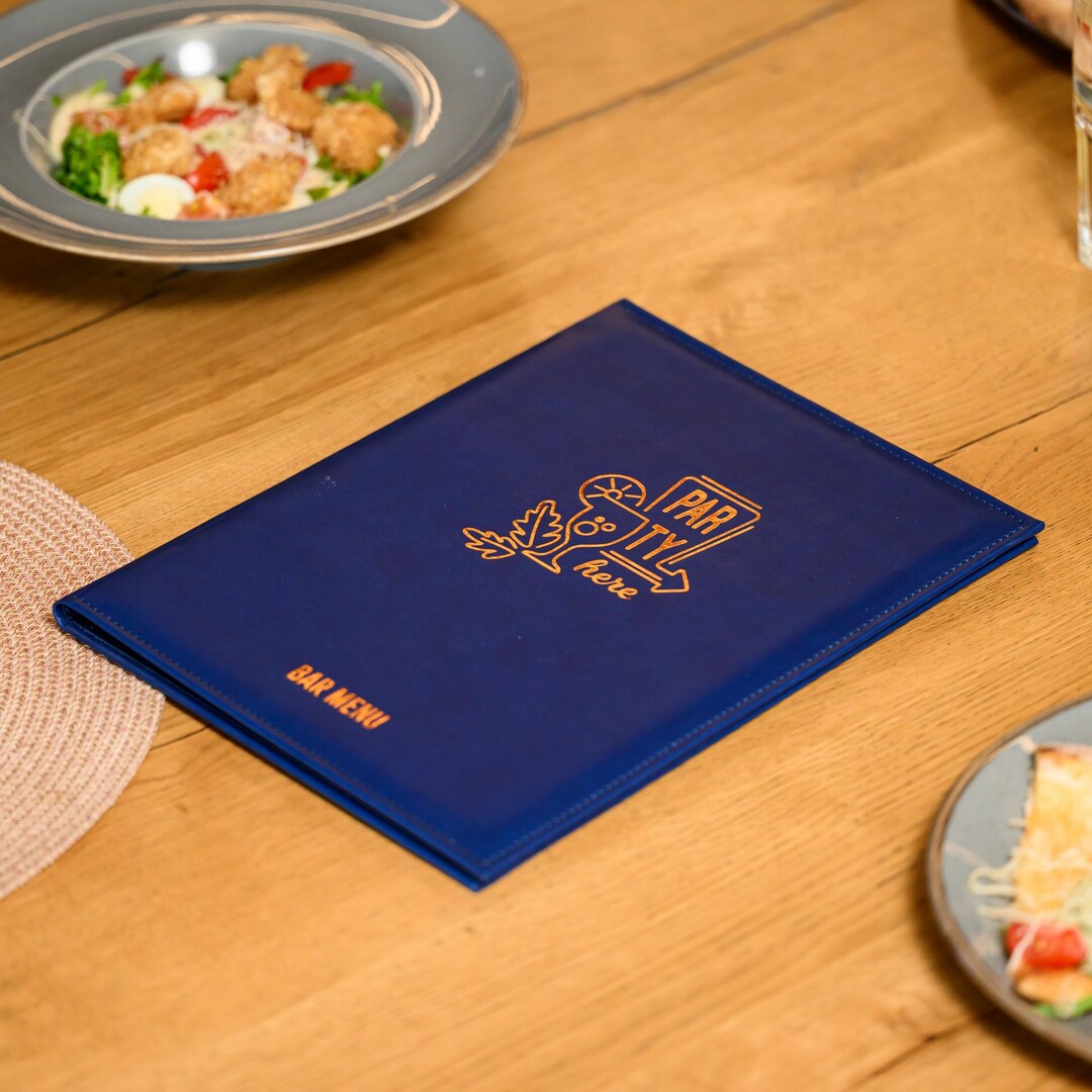 Personalized PU Leather Menu Cover, Logo Embossed Menu Folio - Etsy