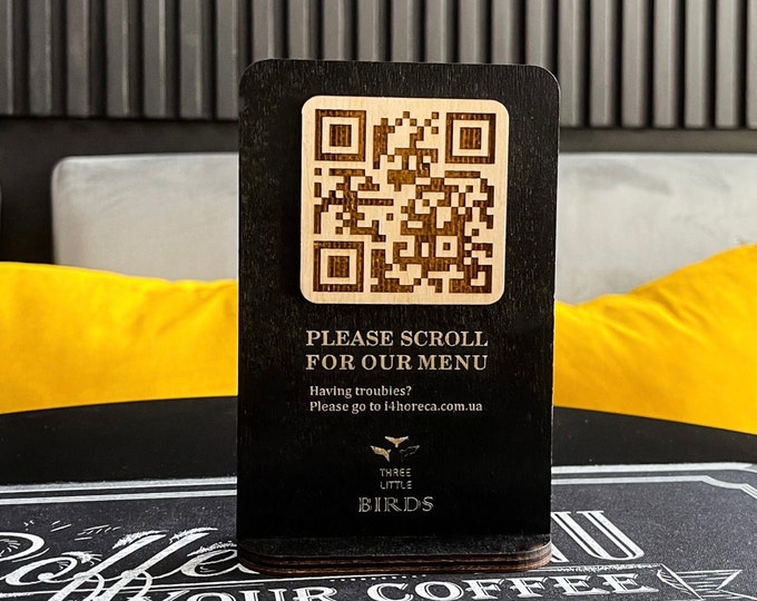 Personalised Acrylic QR Menu Stand With Logo, QR Menu Holder ...