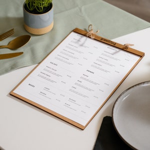 Engraved Menu Holder, Plywood Menu Board, Personalized Menu Cards ...