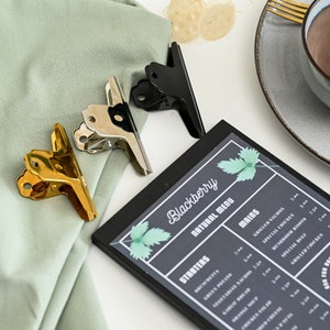 Table Stand With Golden Coloured Clip, Tabletop Menu Binder, Clipboard ...