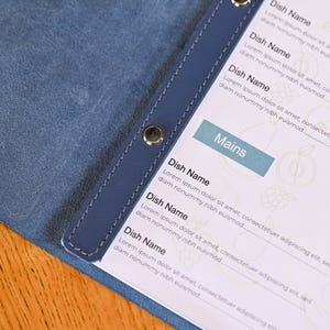 Leather Menu Cover With Fixing Plank for Sheets, Customizable Holder ...