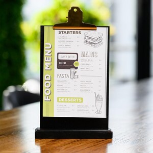 Table Stand With Golden Coloured Clip, Tabletop Menu Binder, Clipboard ...