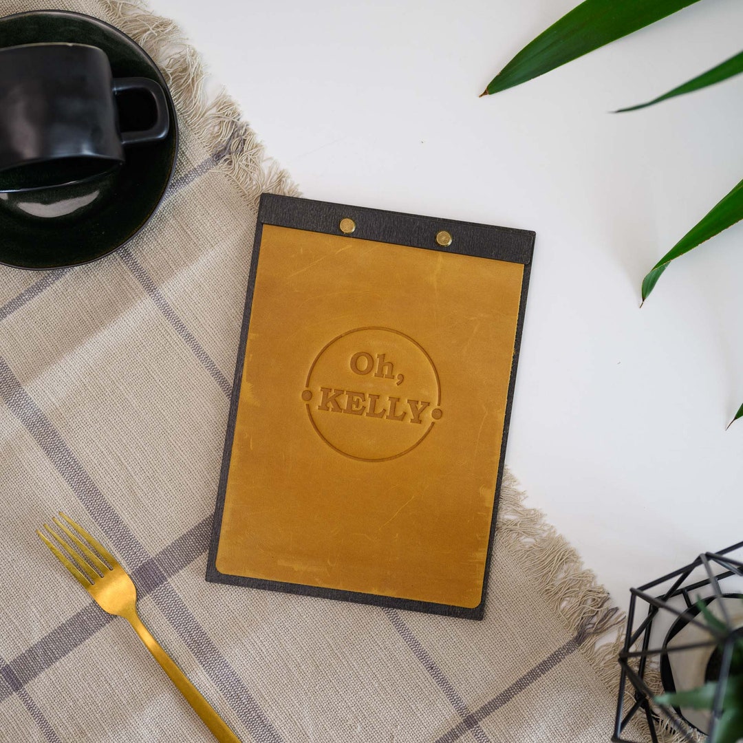 Wooden Menu Board With Leather Cover, Menu Cover With Embossing ...