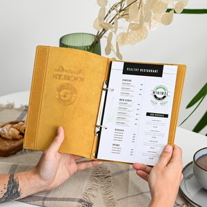 Menu Holder With Ring Binder for Changeable Sheets, Soft Leather Menu ...
