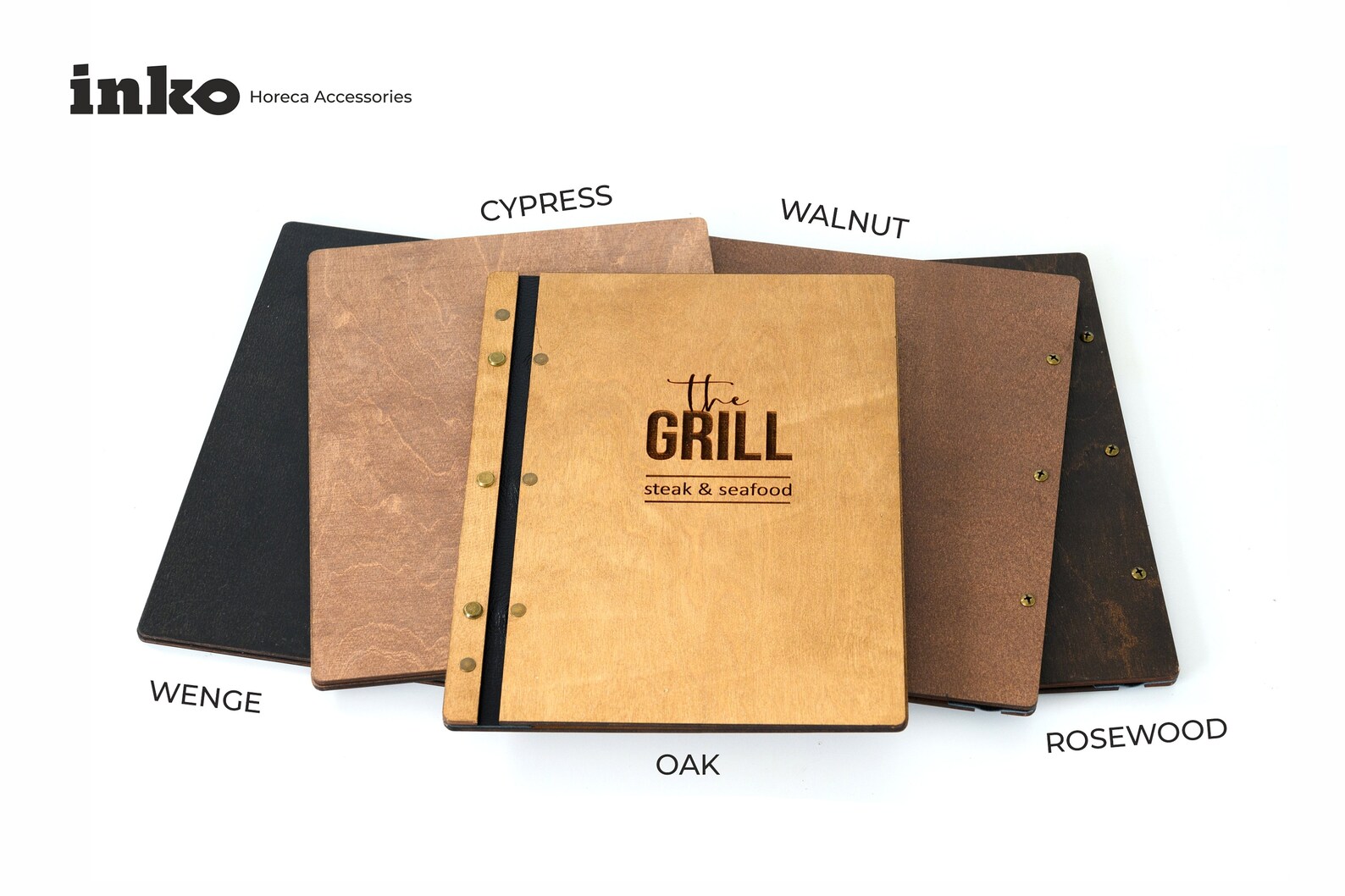 Wooden Menu Folder Fastened on Leather Strap, Engraved Menu Holder ...