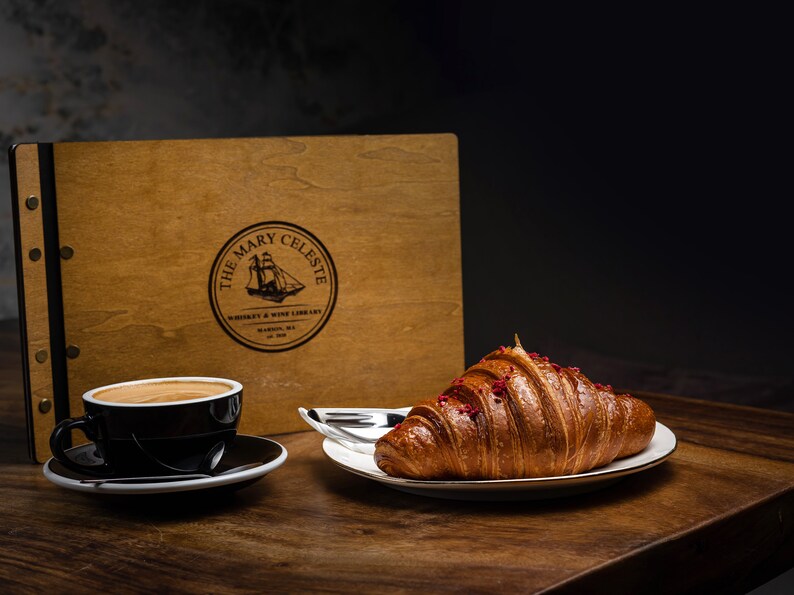 Landscape Menu Folder Fastened on Leather Strap Wooden Menu - Etsy