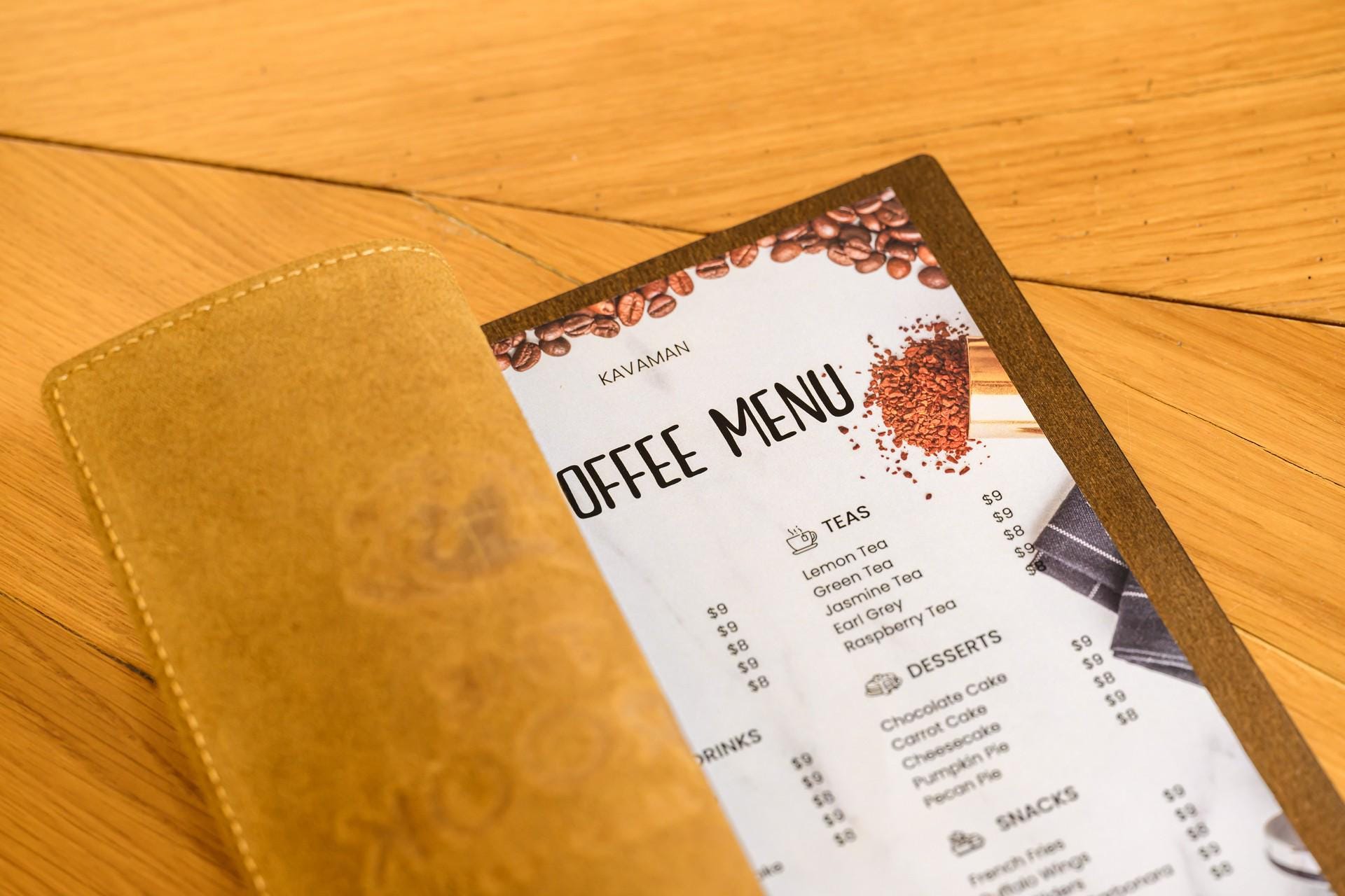 Leather Wrapped Menu Board: Restaurant Menu Holder With Rubber ...