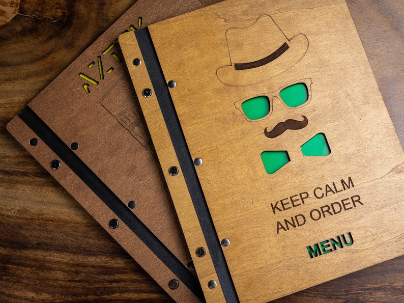 Customized Wooden Menu Folder With Cut Out Cover Menu Holder - Etsy