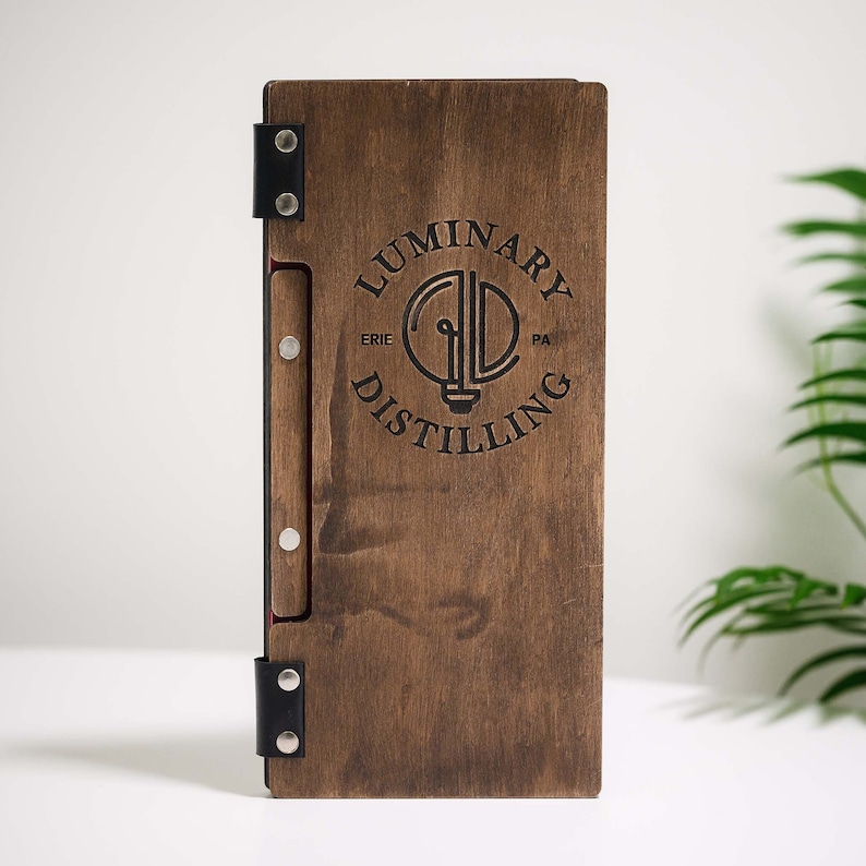 Hardwood Menu Book, Restaurant Wine List Holder for Changeable Sheets ...
