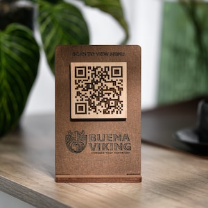 QR Code Sign, Payment Sign, Wooden QR Code Stand, Personalized QR Code ...