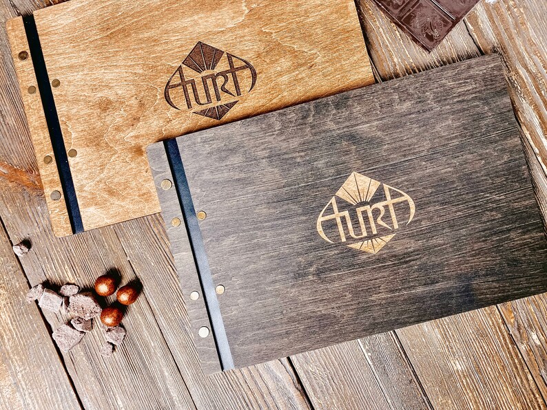 Landscape Menu Folder Fastened on Leather Strap FREE COVER | Etsy