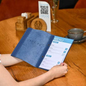 Leather Menu Cover With Fixing Plank for Sheets, Customizable Holder ...