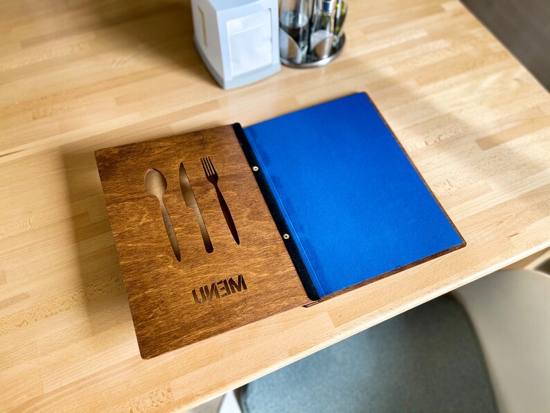 Customized Wooden Menu Folder With Cut Out Menu Holder - Etsy