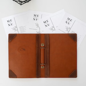 Hard Cover Menu Holder With Binder, Leather Menu Cover Suitable for ...