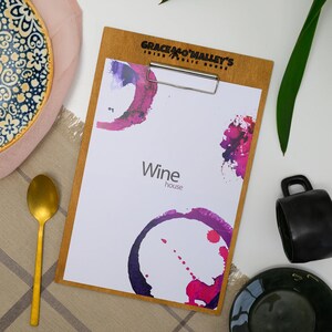 Wooden Menu Board, Logo Engraved Menu Binder, Menu Book, Paper ...