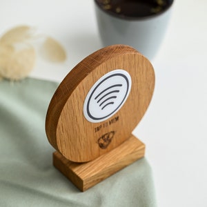 Customized NFC Tag Sign at Oaken Stand, Personalised NFC Tap to Pay ...