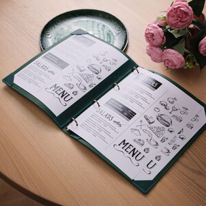 Leather Menu Holder With Binder - Leather Clipboard - Handcrafted Menu ...