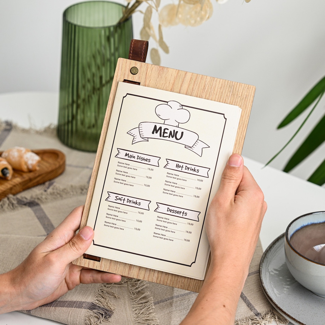 Restaurant Menu Board Made of Veenered HDF, Durable Menu Holder, Menu ...