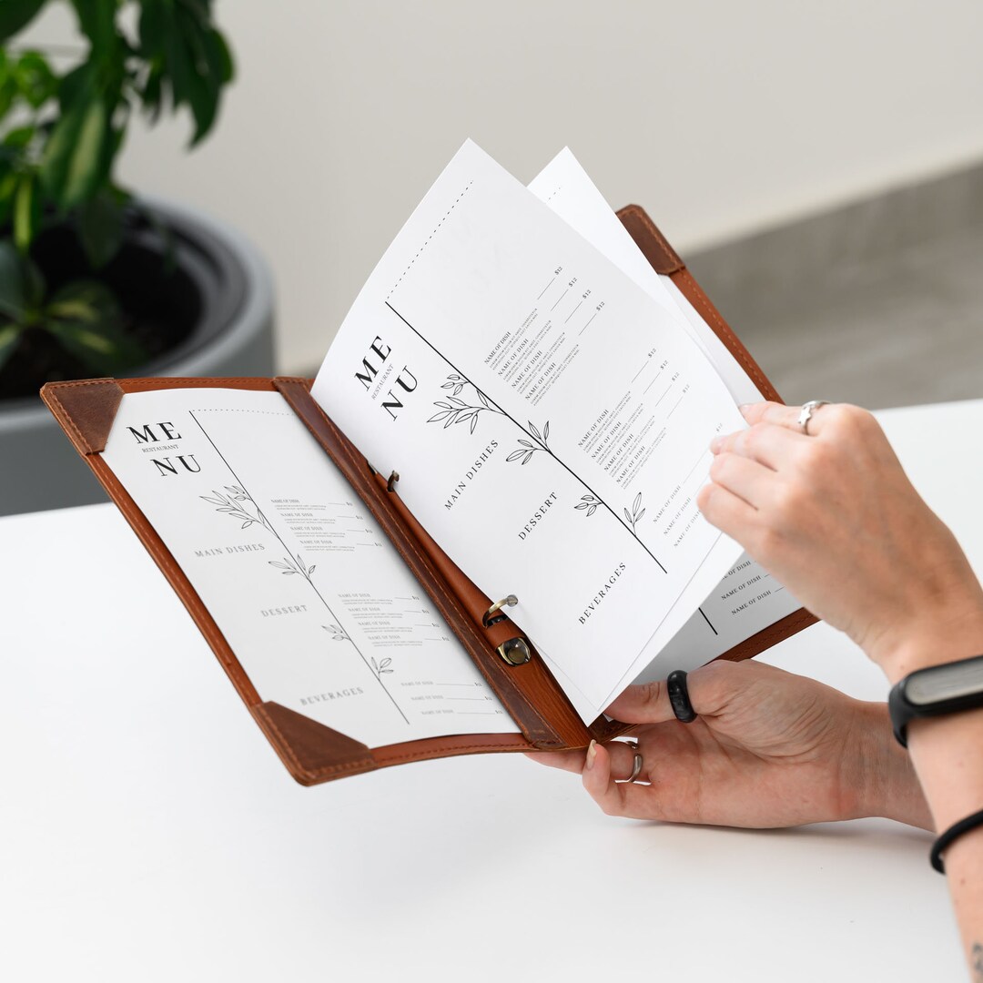 Hard Cover Menu Holder With Binder Leather Menu Cover A5 - Etsy